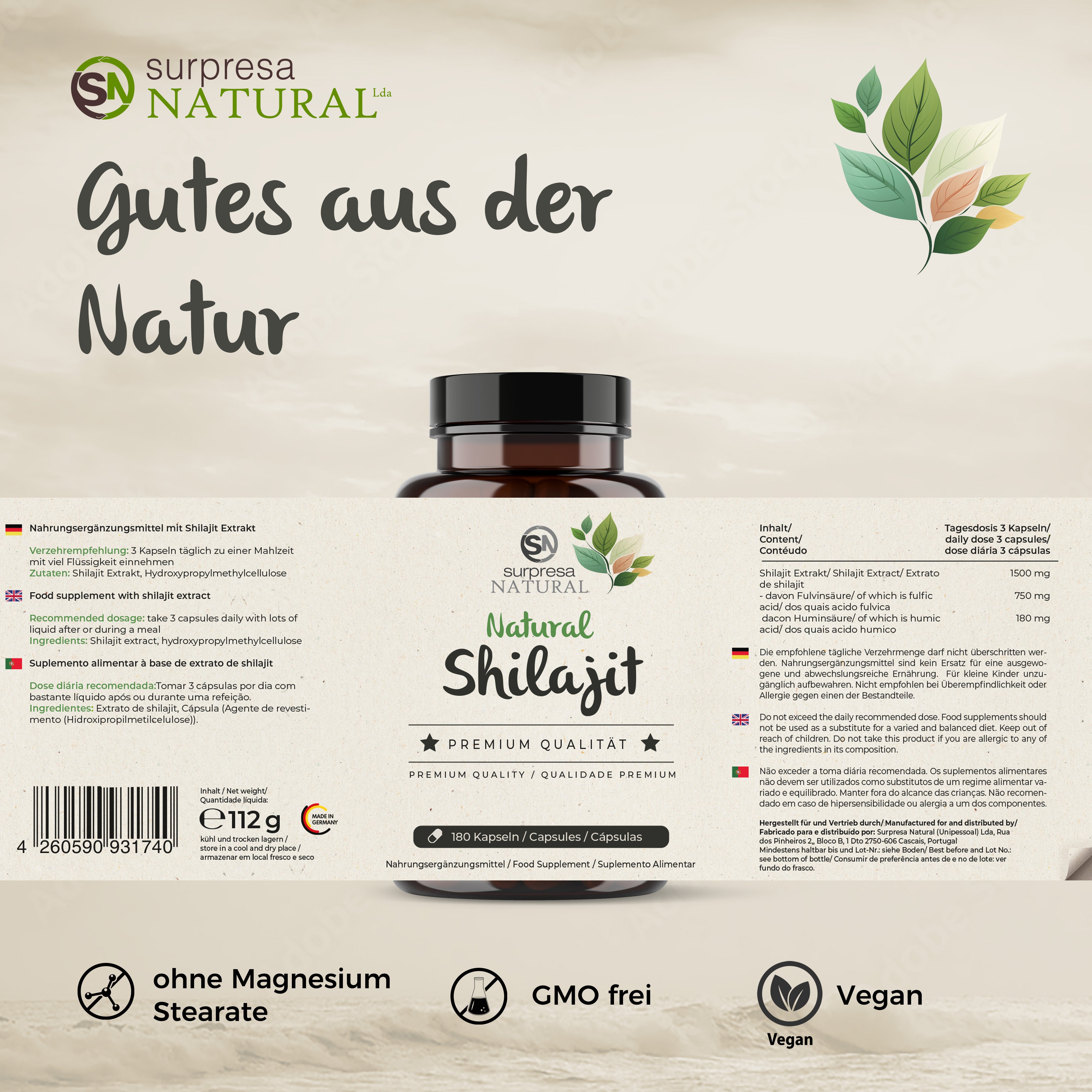 Shilajit Kapseln hochdosiert – 50% Fulvinsäure, vegan – Surpresa ...